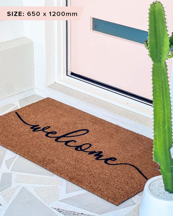 Cursive Welcome Doormat Embossed - The Decor House