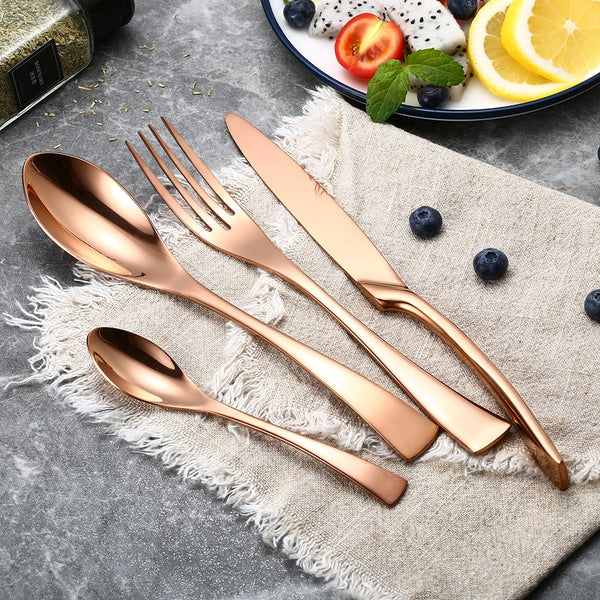 24 Piece Rose Gold Cutlery Set - The Decor House