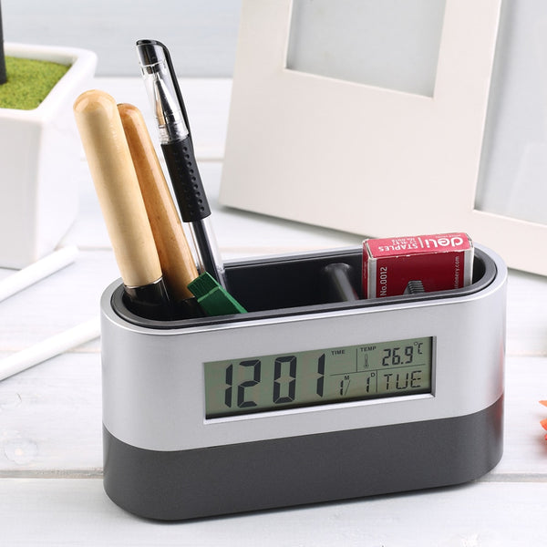 Desk Table Clock with Stationary Organiser - The Decor House