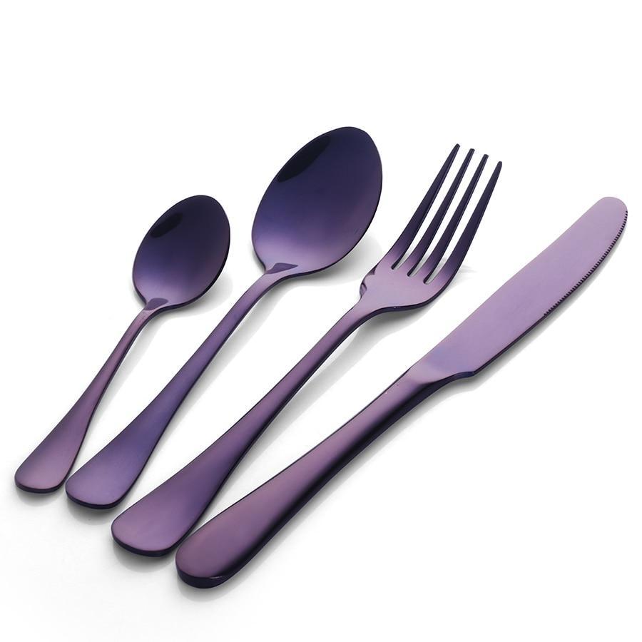 24 Piece Purple Cutlery Set - The Decor House